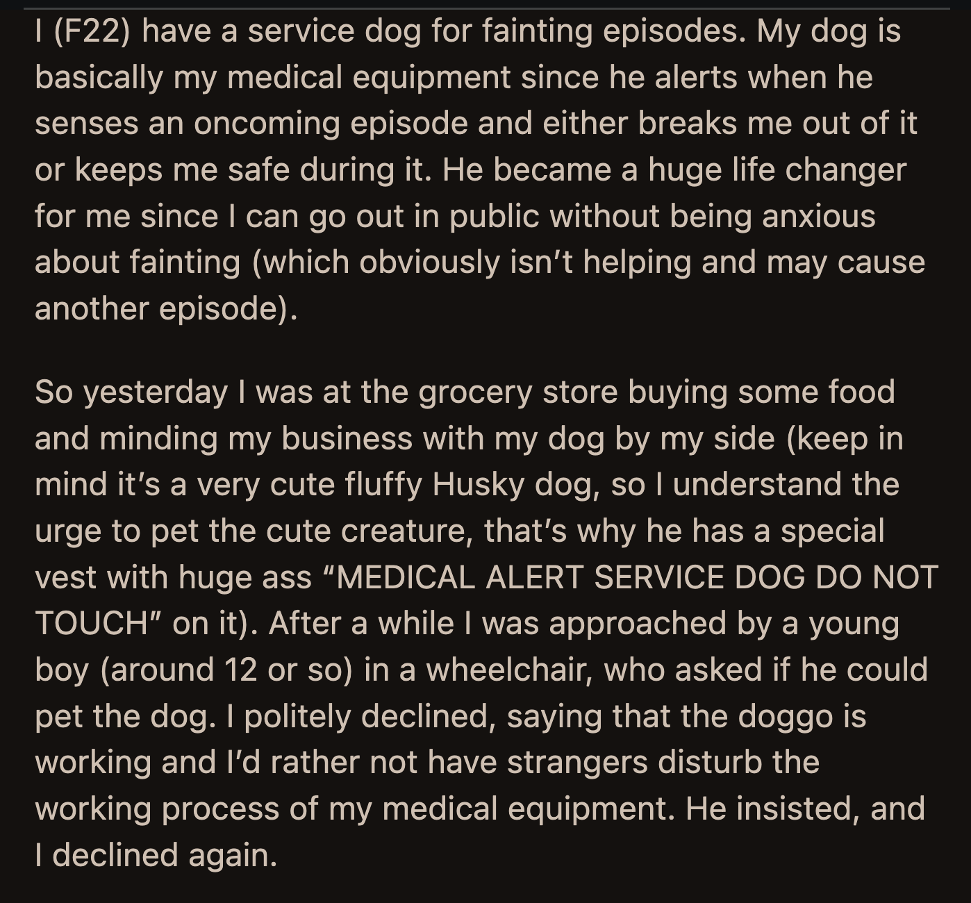 Trained Medical Alert Dog Owner Tells Kid With Disability He Could Pet ...