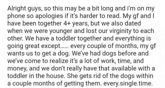 Redditor Gets Online Support For Refusing To Take Responsibility Of Getting A Dog His GF Wants