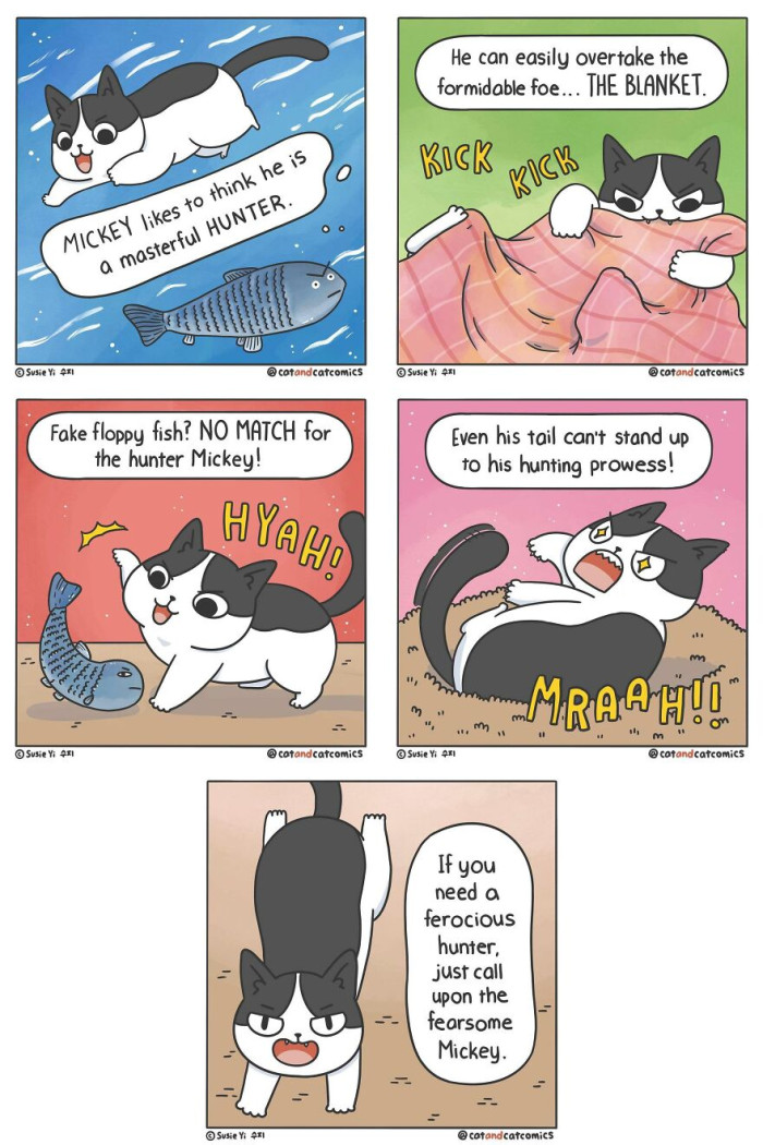 30 Wholesome Comics Showing The Funny Realities Of Living With A Cat As Illustrated By An