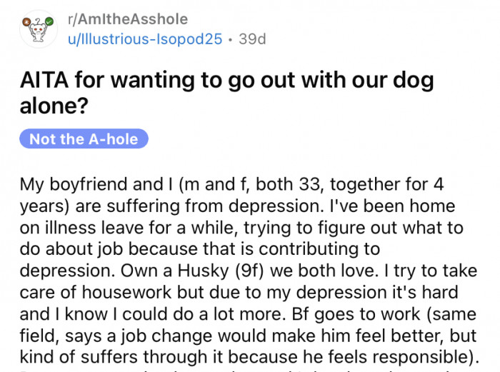 Woman Asks If She's An A**hole For Wanting To Walk Her Dog Alone ...