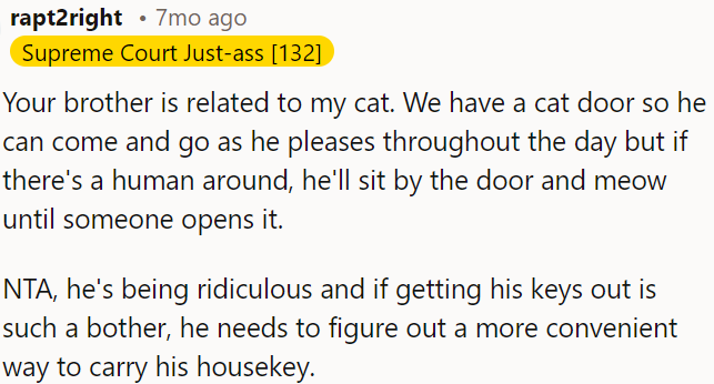 Man Demands His Family Play Doormen For Him Because Using His Key Is ...